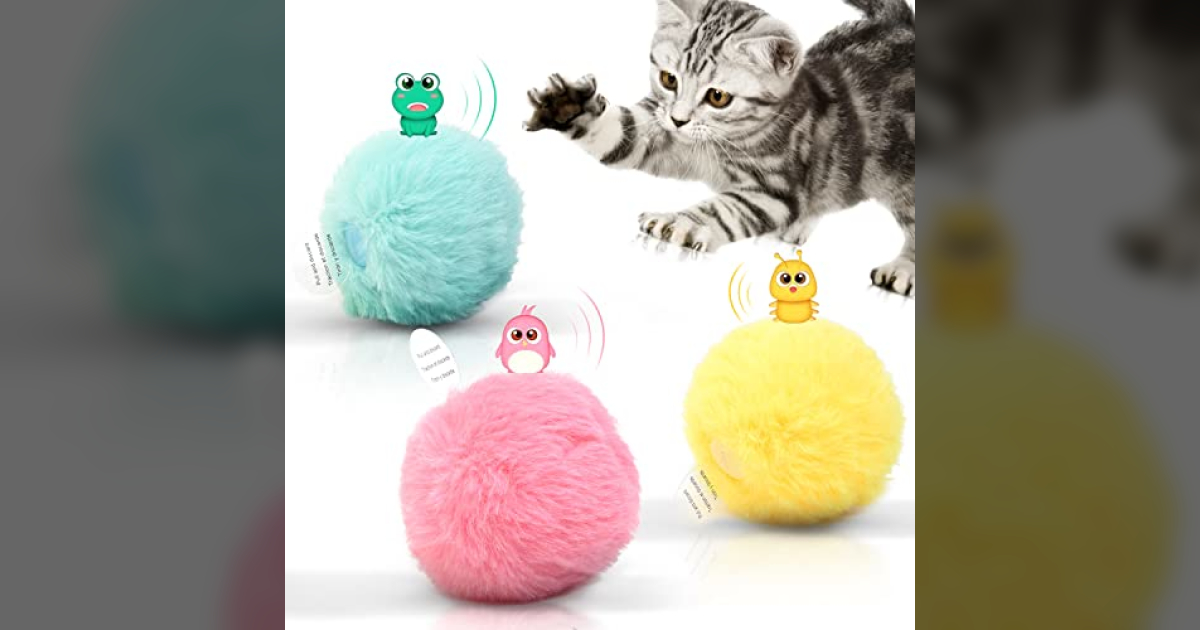 Set of 3 Fluffy Chirping Interactive Cat Toys with SilverVine Catnip