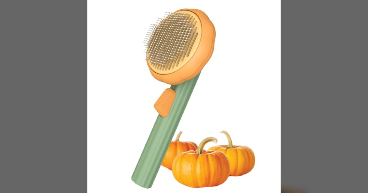 Pumpkin-Shaped Self-Cleaning Pet Brush—Functional & Decorative